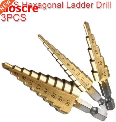 3pcs HSS Titnium Step Drill Bits 3-12mm 4-12mm 4-20mm Step