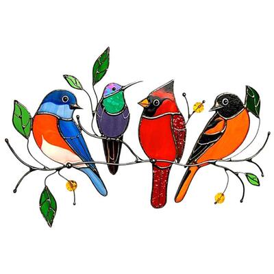 Multicolor Birds on a Wire High Stained Acrylic Suncher W
