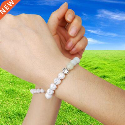 Couple Bracelet Natural Stone 8mm Magnet Clasp For Dear One