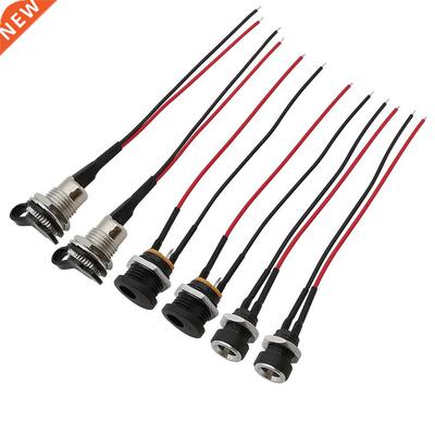 2Pcs 5.5x2.1mm DC Power Socket Threaded Female Jack Pigtail