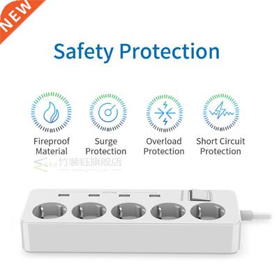 Extension Socket E 5 Ports 4 SB Power Strip for Home Office
