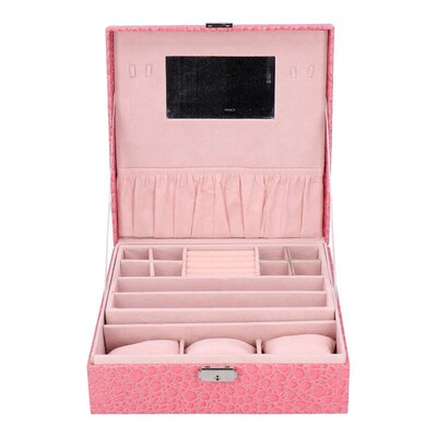 Pink Artificial Leather Jewelry Box Watch Jewelry Packaging