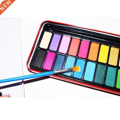 24Color Solid Watercolor Paint Set Kids Travel Sketch Palett