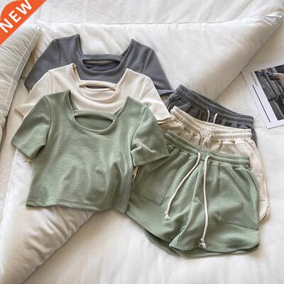 Summer Women Solid Color Yoga Suit Fitness Sportswear Workou