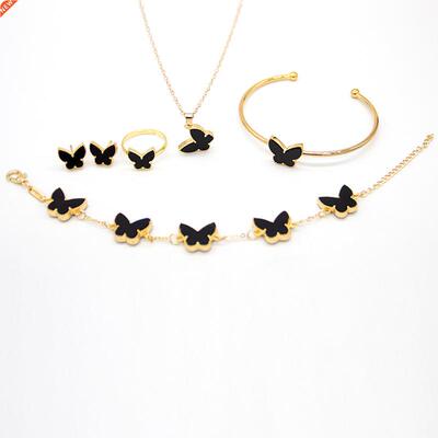 5 pcs/set Luxury Acrylic Butterfly Bangles Necklace Earrings