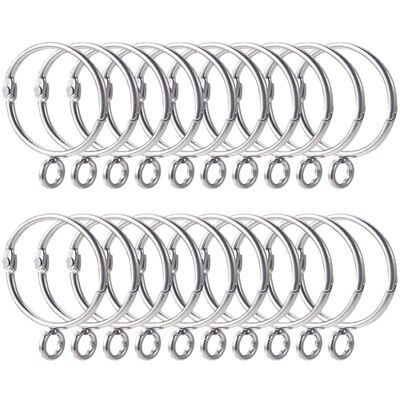 20 Pcs Openable Silver Curtain Rings Open and Close Metal Ru