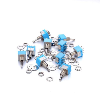 10pcs MTS202 Blue Toggle Switch DPDT Double Pole Double Thro