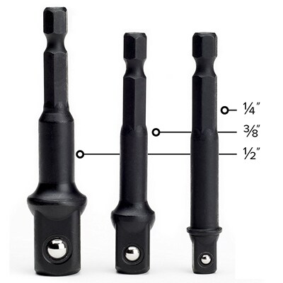 Impact Grade Socket Adapter/Extension Set  Turns Power Dril