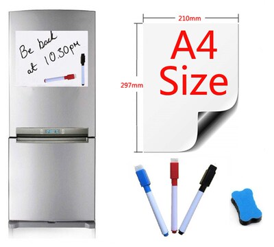 A4 Size Dry Wipe Magnetic Whiteboard Pens Vinyl Fridge White