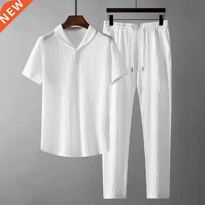 (Shirt+Trousers) 2022 Summer new arrival Men Fashion Classic