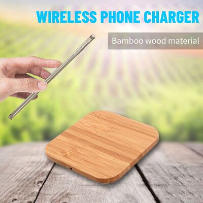 Portable Qi Wireless Charger Slim Wood Charging Pad For Appl