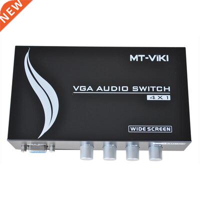 PC Monitoring 4 In 1 Out VGA Ports Audio Switch Box Blk