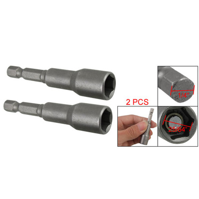 2Pcs 1/4 Shank Magnetic 10mm Socket Wrench Hex Nut Driver Bi