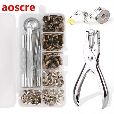 Leather Snap Fasteners Kit 10mm 15mm Metal Button Snaps Pres