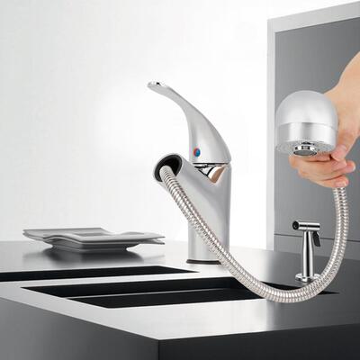Bathroom Telescopic Swivel Spout Faucet Single Handle Basin