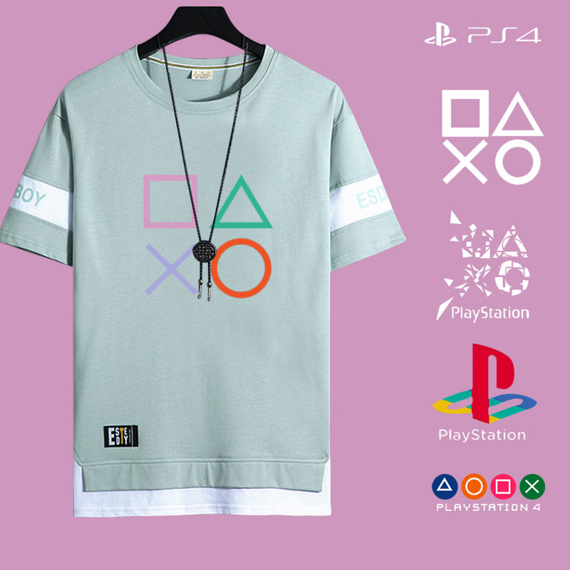 playstation索尼PS游戏机ps4夏季周边男休闲纯棉短袖T恤学生衣服_虎窝淘