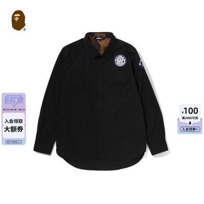 猿人胡子字母徽标长袖衬衫
