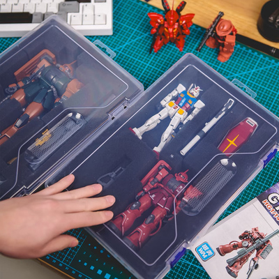 【中号单层收纳盒】RG HG MG高达模型透明展示盒 手撕海绵整理盒