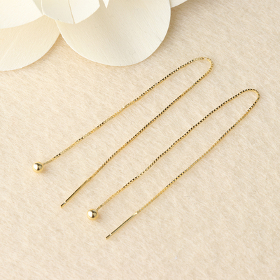 靓翁翁圆珠耳线长款耳线s925流苏