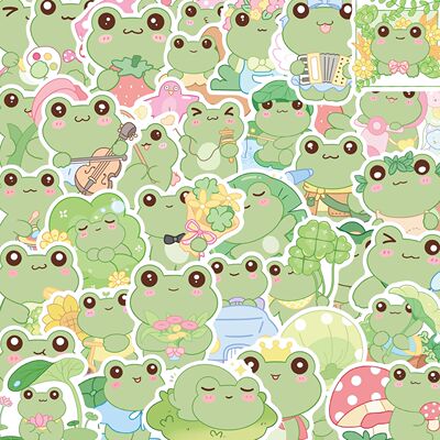 50pcs Cute Little Frog PVC Sticker Aesthetic Stationery Scho