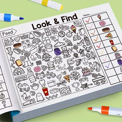 Interactive Seek & Find Coloring Activity Book for Kids with