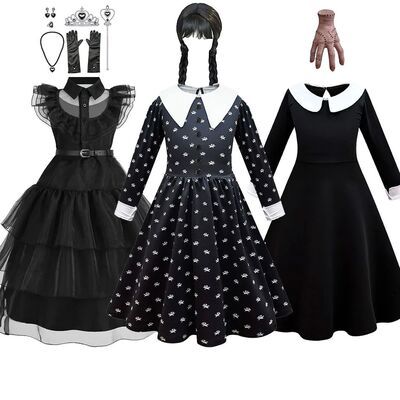 Children Addams Costume Baby Girls Family Cosplay Halloween