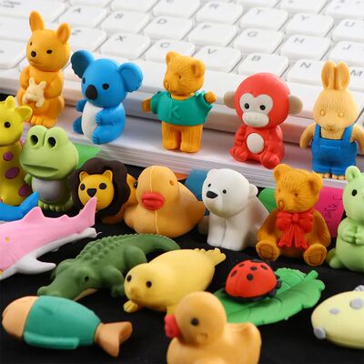 10PCS Cute Animal Shaped Eraser Cartoon Design Eraser Statio