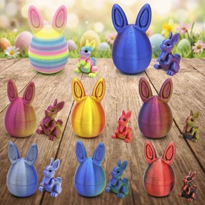 Creative 3D Printed Rabbit Egg Cute Joint Movable Easter Dec