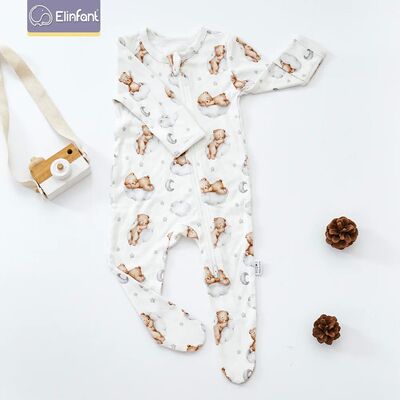 Elinfant Coverall Bamboo Cotton Baby Pajamas Long Design Inf