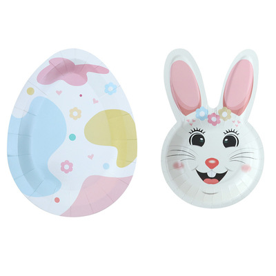 Easter Bunny Egg Shaped Paper Plate Disposable Dinner Plate