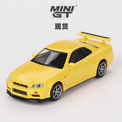 [Oseky]现货 MINIGT 日产 Skyline GTR R34 V-Spec 黄 762 合金