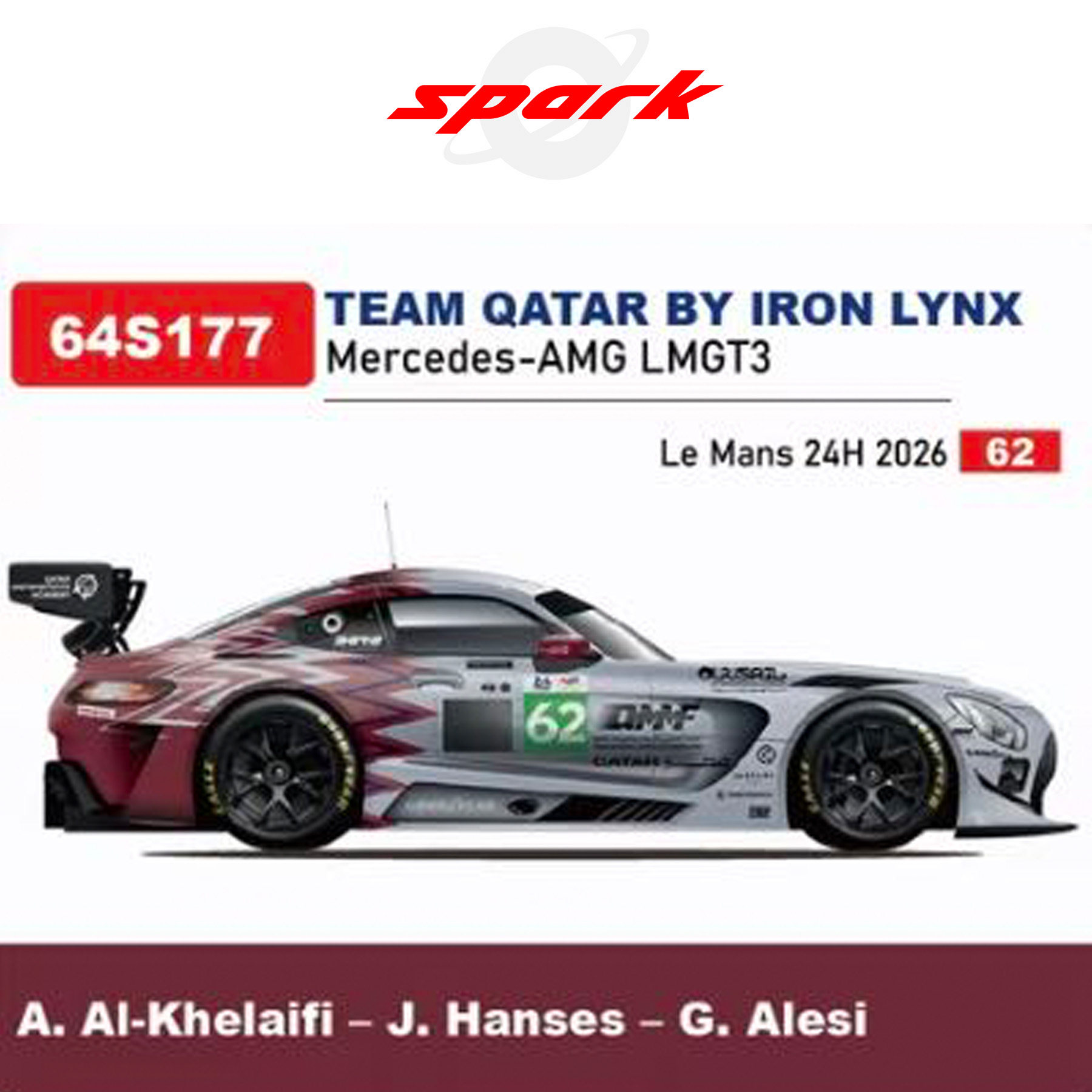 [Oseky]Spark 梅赛德斯 AMG 2026勒芒 GT3 62号 64S177