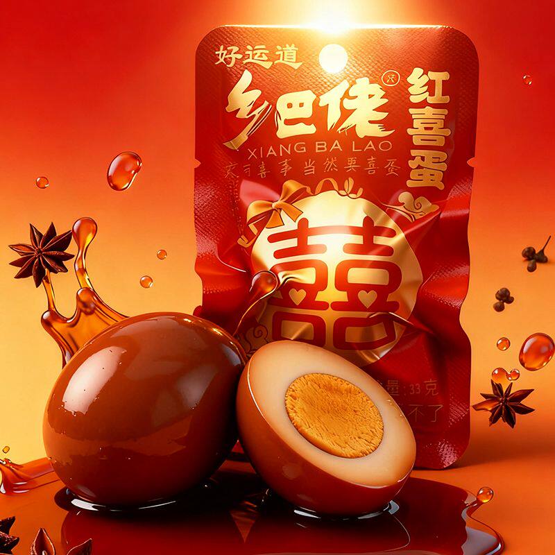 【红鸡蛋】好运道乡巴佬红喜蛋新生儿满月酒喜宴乔迁礼品百日零食