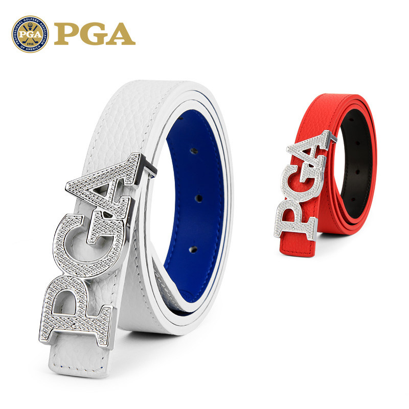 美国PGA 高尔夫皮带 女士 双面腰带 头层牛皮 合金扣头 时尚百搭