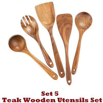 Teak Wood Utensils Set for Cooking Wood Spatula Cookware
