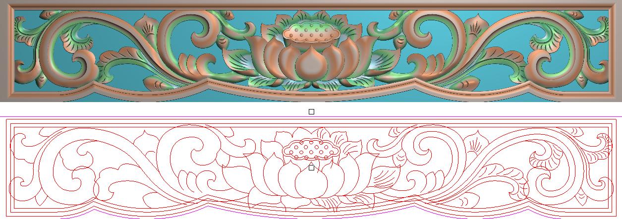 莲花洋花镂空牙板裙板精雕图洋花隔断通花围板横板880x145浮雕图
