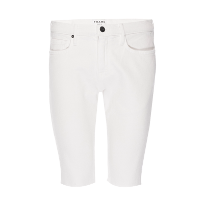 FRAME男士白色中腰直筒剪边牛仔裤短裤L'HOMME
