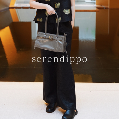 SERENDIPPO灵感之野「摩登女郎」黑色香云纱龟纹窄腿长裤