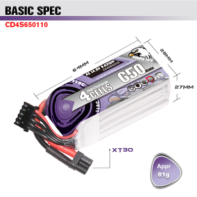 鹰氪CODDAR 650MAH 2S 3S 4S 5S 6S 22.2V 110C穿越机锂电池LIPO