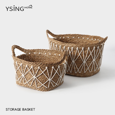 北欧风手工编织草编氛围感收纳