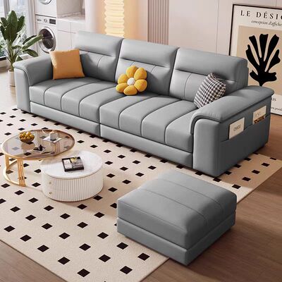 现代简约奶油风科技布三人沙发