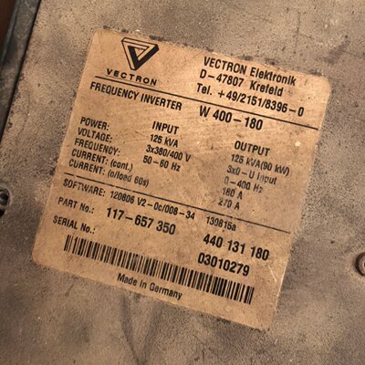 议价德国VECTRON变频器 W400-180，型号117-65可维修