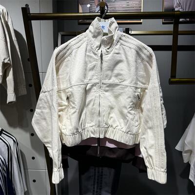 阿迪达斯休闲女翻领运动外套