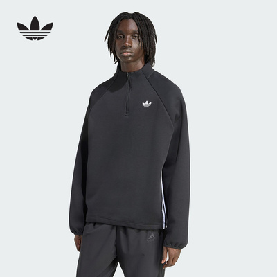 阿迪达斯三叶草卫衣男子2025冬季半拉链休闲套头衫JW5958 JX1508