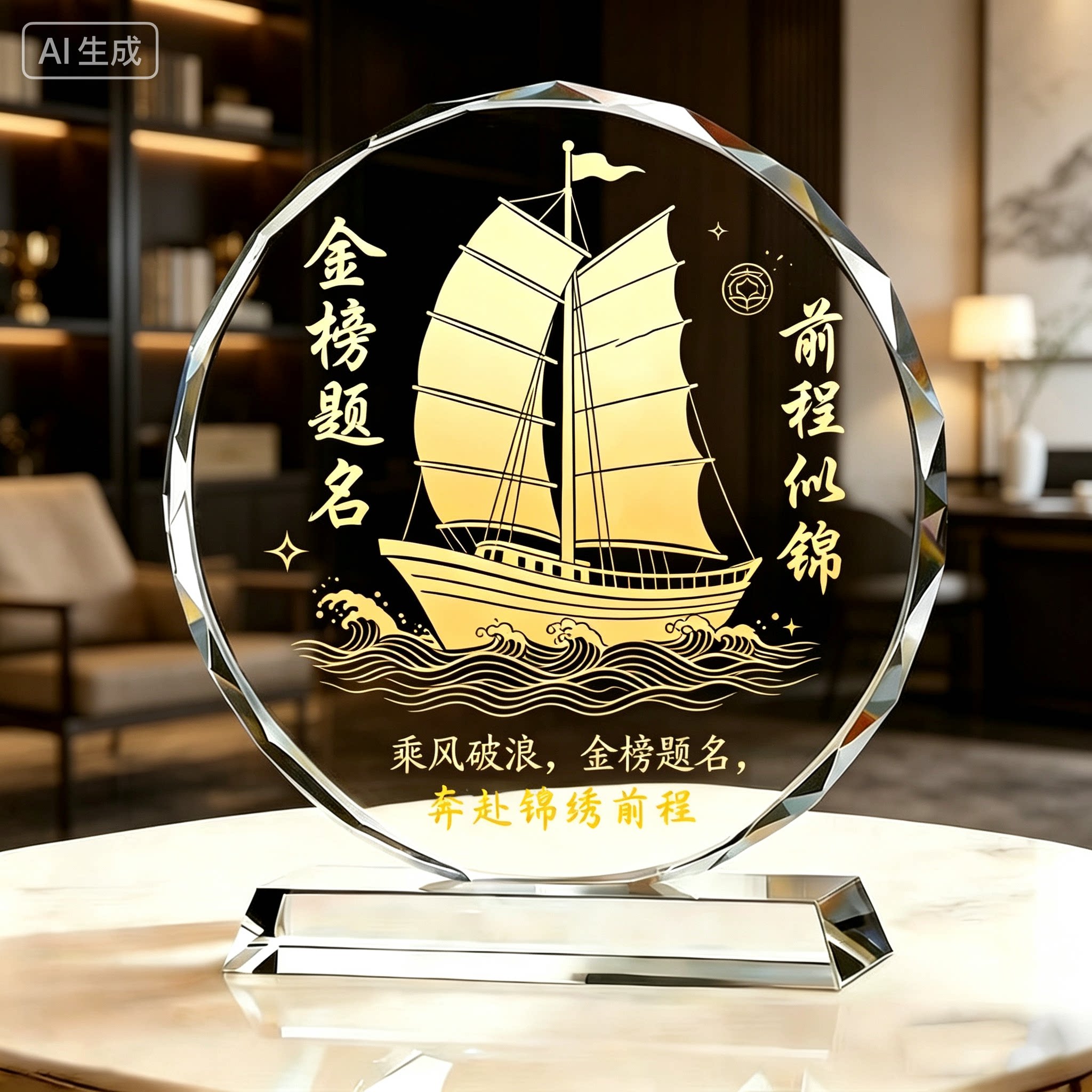 国风帆船一帆风顺雕塑摆件电视柜前程似锦商务轻奢吉祥风水工艺品