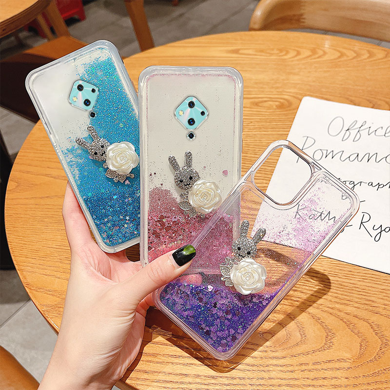 vivos5手机壳vivis5粉紫色轻奢6.44寸保护套vovo玫瑰花兔vivo5s气质女voviS5流沙液体V1932A高颜值VIV0s5防摔_虎窝淘