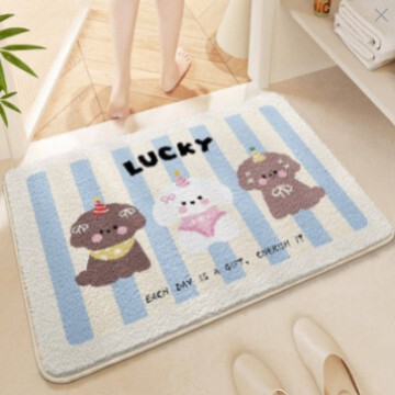 可爱猫仿羊绒地毯吸水浴室门垫加