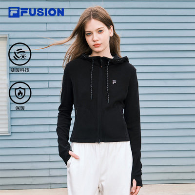 FILA FUSION斐乐潮牌针织连帽外套女2026春新保暖上衣T11W613501F