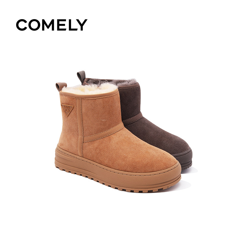 康莉2024年冬季厚底棉毛雪地靴保暖毛毛棉短靴KBH48838M