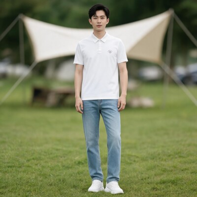 LOUIS ROYER男士休闲百搭刺绣短袖Polo衫M611812-000